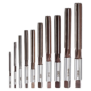 uxcell Hand Reamers Set H8 Accuracy Alloy Tool Steel 6 Flutes Straight Shank Milling Cutter Tool 10pcs (3mm, 4mm, 5mm, 6mm, 7mm, 8mm, 9mm, 10mm, 11mm, 12mm)