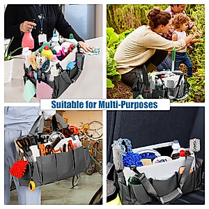 GudoInsole Large Wearable Cleaning Caddy Bag, Cleaning Supplies Organizer with 2 Foldable Dividers 2 Detachable Dividers Handle Shoulder and Waist Straps for Cleaners Housekeepers