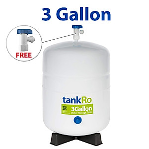 tankRO – RO Water Filtration System Expansion Tank – 3 Gallon Water Tank -– Compact Reverse Osmosis Water Storage Pressure Tank with Free 1/4" Tank Ball Valve