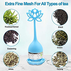 ANYI16 Tea Infuser Filter 2 Pack Stainless Steel Tea Ball - Loose Tea Steeper Mesh Tea Cup Filter with Flower shaped Silicone Handle for Loose Leaf or Herbal Tea