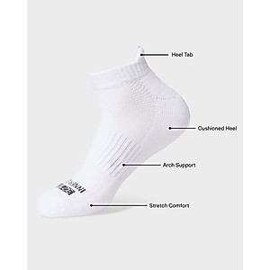 32 DEGREEES Men's 6 Pack Comfort Ankle Socks | Anti-Odor | Cushioned Heel | Arch Support | Active | Casual | Work, Black, Large