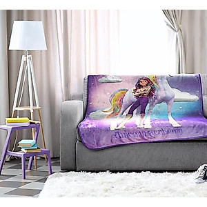 Unicorn Academy Sophia and Wildstar Plush Throw Blanket for Girls - Measures 46 x 60 Inches, Super Soft Lightweight Fleece Kids Bedding