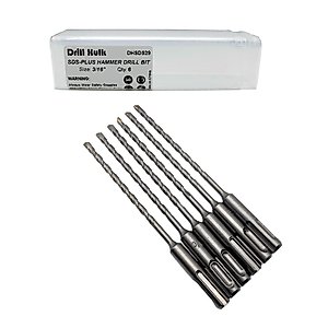 3/16-Inch Carbide-Tipped SDS-Plus Rotary Hammer Drill Bit for Concrete, Brick, Stone, Pack of 6