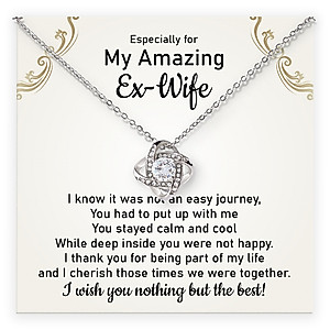 To My Especially Amazing Ex Wife Necklace, Funny Best Ex Wife Jewelry Gift On Her Anniversary Birthday Christmas From Ex Husband. (Two Toned Box)