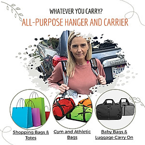 MULTUS Hand or Hands Free Grocery Bag Carrier 3 Pack - Carry Hook and Loop Strap, Plastic Bag Holder and Storage Hanger, All-Purpose Organizer