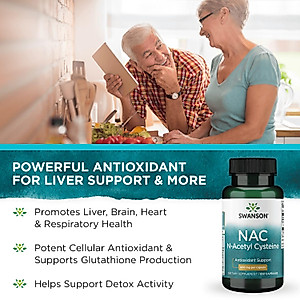 Swanson Premium Brand NAC N-Acetyl Cysteine - 600 mg, 100 Capsules - Antioxidant and Cellular Health Support Supplement