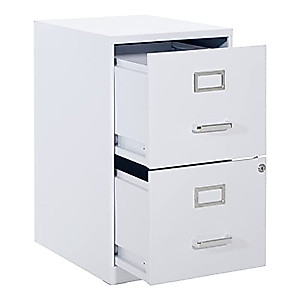 OSP Home Furnishings 2 Drawer Locking Metal File Cabinet, White