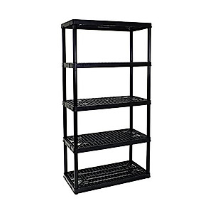 Gracious Living 72 Inch 5 Shelf Heavy Duty Light Weight Garage or Indoor Storage Unit Holds up to 150 Pounds with Easy Assembly (1 Pack), Black