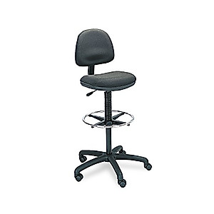Safco 3401Bl Precision Extended Height Swivel Stool W/Adjustable Footring Black Fabric