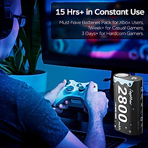Rapthor 2800mAh Rechargeable Battery Pack for Xbox One 2.4V Ni-MH Low Self Discharge for Xbox One/Xbox One S/Xbox One X/Xbox One Elite/Xbox Series S/X, controller Batteries pack with Charger