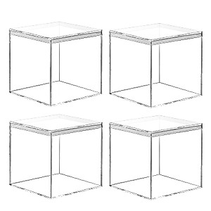 Copzievkae 4 Pack Clear Acrylic Boxes - 3.9x3.9x3.9 Inch, Display, Storage Box for Candy Jewelry
