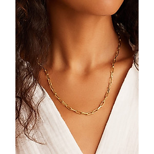 gorjana Women's Parker Necklace, 18k Gold Plated, Paperclip Link Chain w/Chunky Clasp
