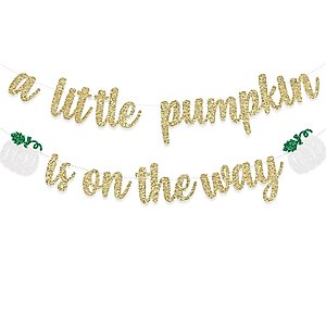 Pumpkin Baby Shower Decoration A Little Pumpkin Is On The Way Banner Fall Theme Garland Autumn Baby Shower Supplies White