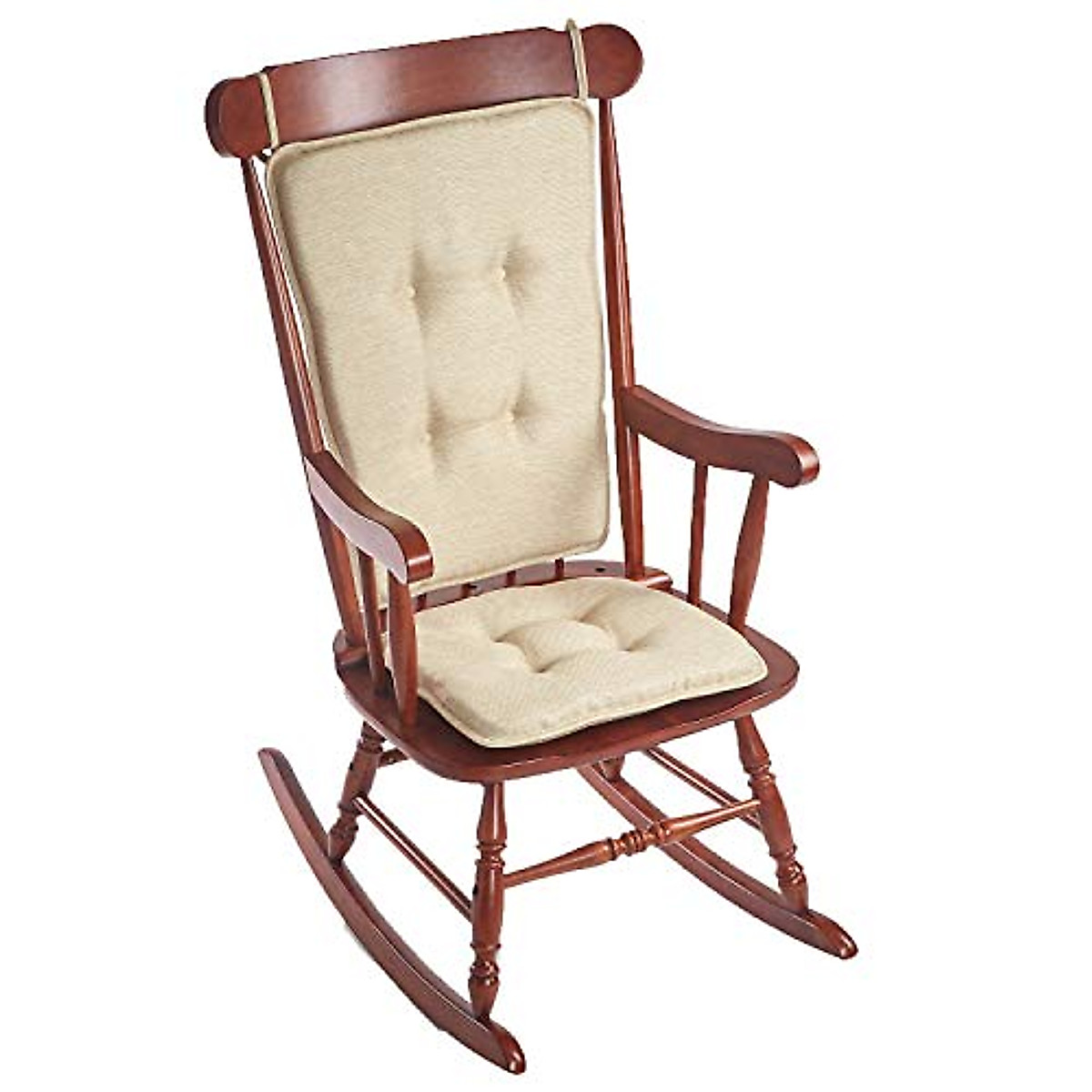 Klear Vu Embrace Rocking Chair Cushions for Living Room, Nursery, or Home Office, Tufted and Non-Slip Pads, 2 Piece Set, Seat 16"x15" and SeatBack 24"x17", Natural