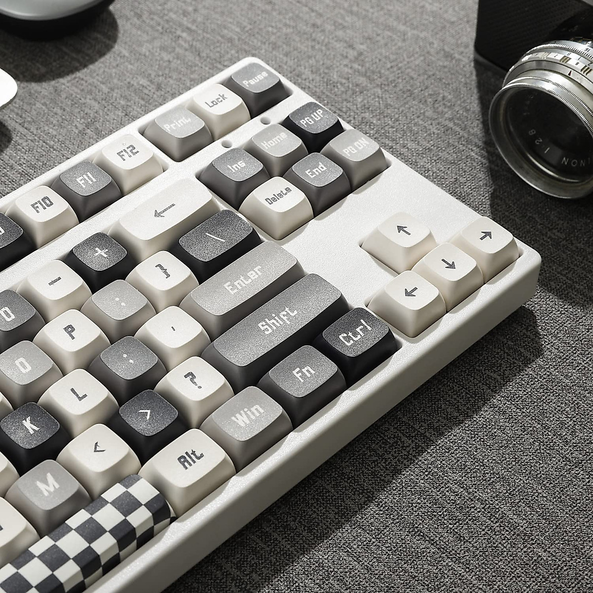 ZMX Retro Checkerboard Grid Theme keycap PBT Dye-Sublimation Custom Keycap, XDA Profile Personalized 125 Keycaps Set for MX Switch Mechanical Gaming Keyboard Accessory Keycap Set DIY(only keycap!)