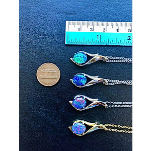 Australian Black Opal Triplet - Fire Opal - Genuine Australian Triplet Opal Necklace Pendant in 925 Sterling Silver Gold Plated Women's Jewelry