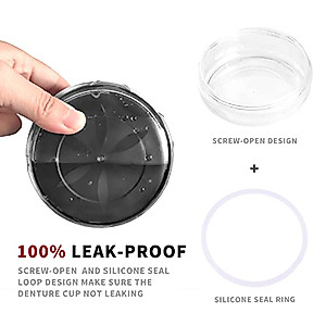 Denture Cup Retainer Case, Leak-proof Denture Case Bath Soaking Container, Retainer Aligner Mouth Guard Night Guard Cleaner Case with Strainer Basket for Traveling, for Women & Men (Black)