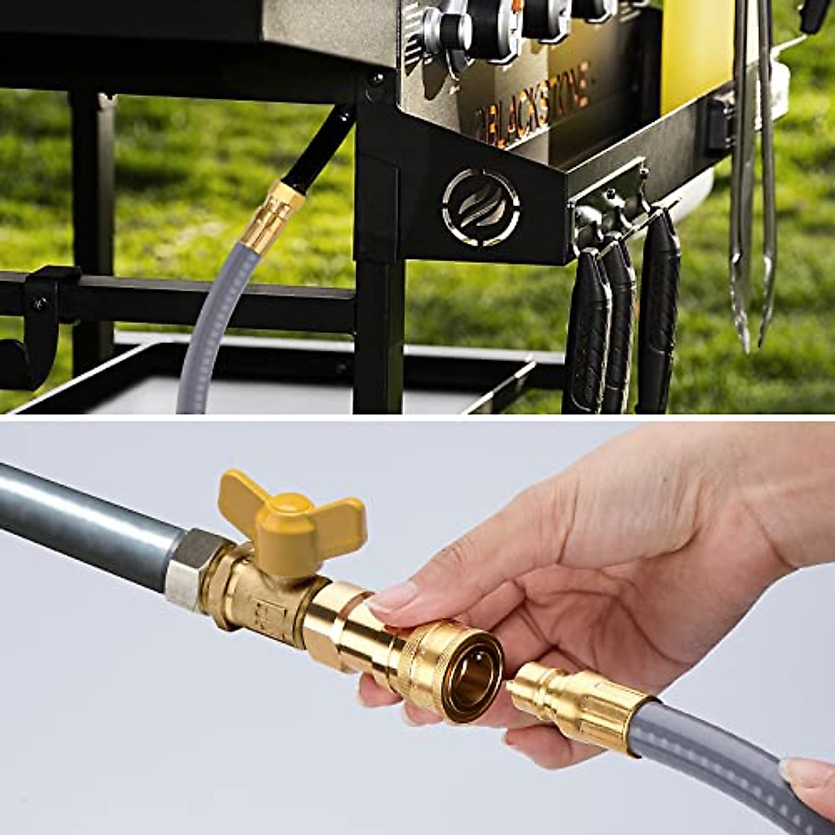 5249 Propane to Natural Gas Conversion Kit, 10FT 3/8” Natural Gas Hose with Quick Connect Fitting, Compatible with Blackstone 28"&36"Griddles, Tailgater & Single Burner Rec Stove