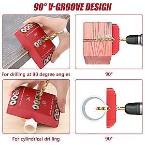 BestMal Drill Guide Jig, 4 Bits for Straight and 30 45 90 Degree Angled Holes, 4 Sizes, All Metal Jig for Stairs Handrail, Cable Railing, Deck, Wood Post and Lag Screw