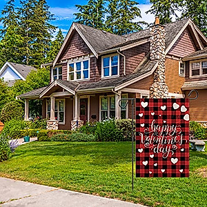 EDDERT Happy Valentine's Day Garden Flag Vertical Double Sided, Burlap Love Hearts Tree Red Truck with Rose Flowers Yard Outdoor Decorations 12.5 x 18 Inch (Valentine's Day Letters)