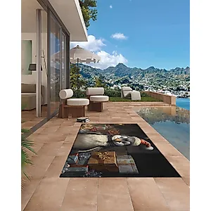 Christmas Penguin Outdoor Rugs for 5'x8' Patios Clearance, RV Camping Mat Rug Portable Outside Rug Indoor Outdoor Area Rug Mat for Beach Deck Pool Merry