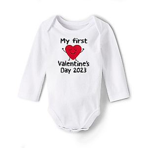 The Children's Place Baby Holidays Long Sleeve Graphic Bodysuits, My First Valentines Day-2023, 6-9 Months