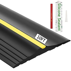 Universal Garage Door Threshold Seal Strips, 10 Ft Weatherproof Rubber DIY Weather Stripping with Sealants/Adhesives, Garage Door Bottom Seal Weather Strip Replacements