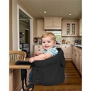 ATHRADIES Hook on High Chair with Mat, Clip on High Chairs for Babies and Toddlers, High Chair That Attaches to Table, Portable High Chair for Travel, Travel High Chair with Carrying Bag,Black