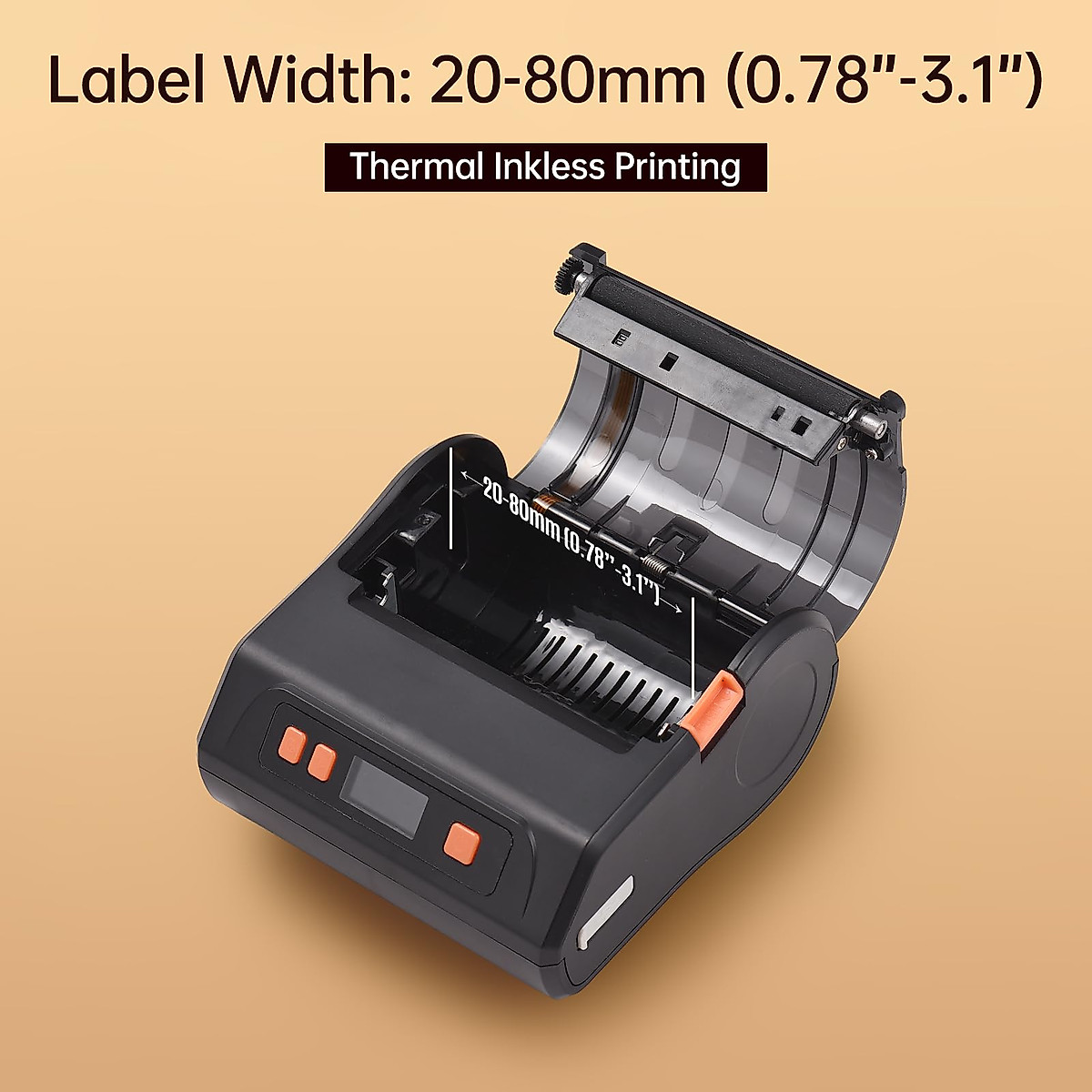 HXBER Receipt Printer, Portable 80mm Receipt Label Printer Wireless BT Thermal Receipt Printer Mobile Bill Printer Compatible with Android/iOS/Windows System ESC/POS Print Command for Small Business