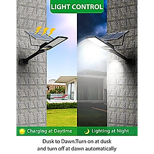 AWANFI Solar Street Light Outdoor, Solar Powered Flood Light Waterproof Dusk to Dawn with Remote Control On/Off Switch for Outside Yard Parking Lot Lighting