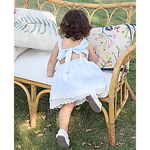 Toddler Girl Dress Cool Summer Young Girl Blue Striped Lace Suspender Party Pageant Dress