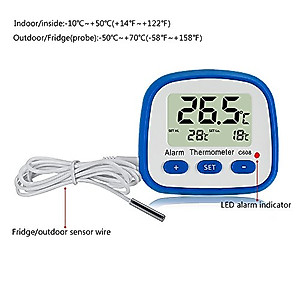 Digital Fridge Freezer Thermometer with Magnet and Stander Easy Readout Refrigerator Thermometer with LED Indicator Hi Lo Temperature Alarm Freezer Room Thermometer with Larger LCD Display (1)