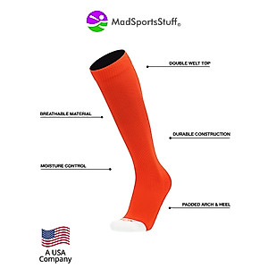 MadSportsStuff Pro Line Over the Calf Baseball Socks (Orange, Small)
