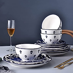 Wisenvoy Dinnerware Sets Plates and Bowls Sets Ceramic Dish Set Plate Set Stoneware Dinnerware Set Dishes Set for 4