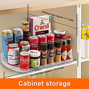 Sousnous Square Lazy Susan Organizer for Refrigerator, Slide and 360° Rotate Rectangle Turntable Organization and Storage for Fridge, 16.53'' Clear Pull Out Rectangular Rotating Tray for Kitchen