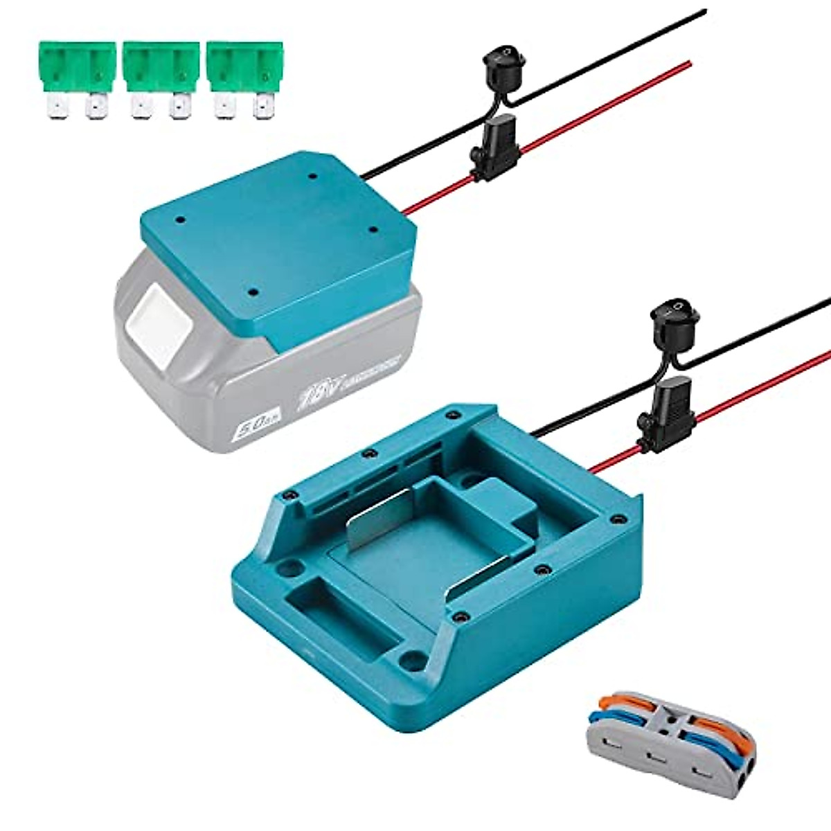 Anztek Fit for MAKITA 18v Battery Power Mount Connector Adapter Dock Holder with 14 awg Wires