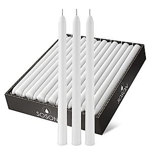 Simply Soson 12 inch White Taper Candles 30 Pack | White Candlesticks | Candle Sticks Bulk | Tapered Candles | Dripless Taper Candles | Long Candles Tall Candlesticks | Dinner Candles | Candles Sticks