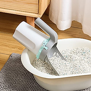 Cat Litter Sifter Scooper Integrated Detachable Deep Shovel Holder, Cat Litter Shovel with 8 rolls Waste Bags with Poop Sifting
