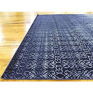 Unique Loom Del Mar Collection Area Rug - Jennifer (10' 6" x 16' 5" Rectangle, Blue/ Navy Blue)
