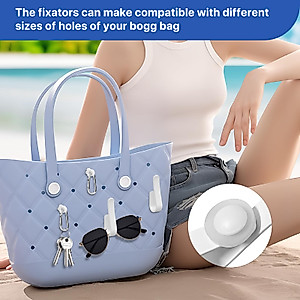 MEFFWSOER 4 PCS Key Holder for Bogg Bag, Insert Carabiner Key Chain and Hooks for Tote Bag Finding Your Keys Glasses Earphones Quickly (White)