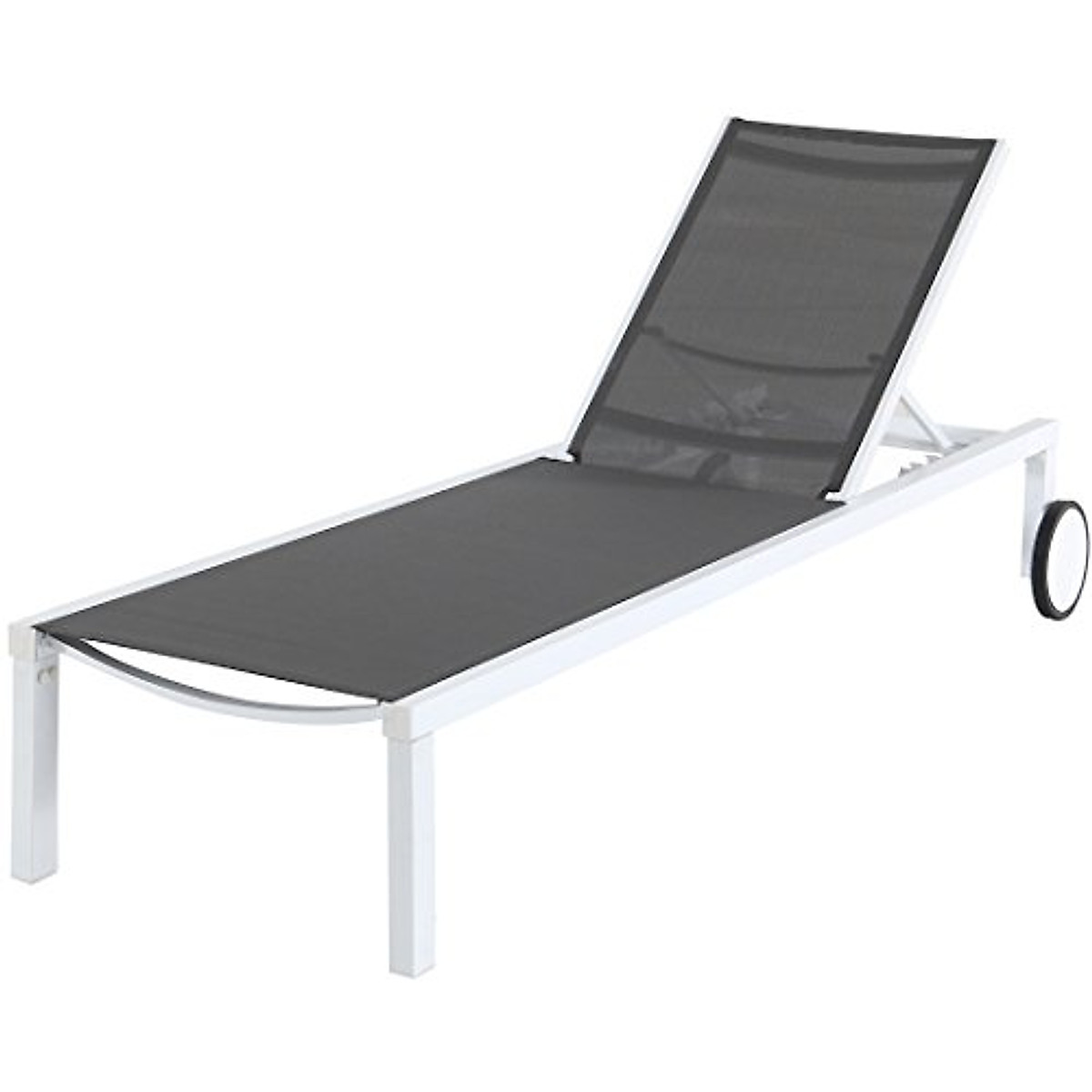 Mōd Furniture PYTNCHS-W-GRY Mod Furniture W Peyton Sling Armless Chaise Lounge in White/Gray Outdoor, Gray/White