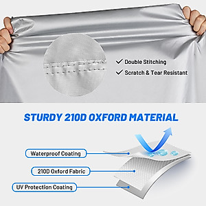 Favoto Bicycle Cover Waterproof Outdoor - Bike Rain Cover Thicken Oxford Windproof UV Snow Proof with Lock Hole Storage Bag for Mountain Road Bike City Bike Beach Cruiser Bike, Solid Silver