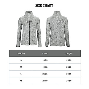 Dolcevida Fleece Jacket Women Long Sleeve Sweater Fleece Zip Up Speckled Jacket with Pockets (Light Grey Mix, M)