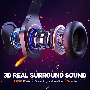 Krysenix PG1 Gaming Headset with Microphone for PS4, PS5, PC, Switch, Xbox, Gaming Headphones with RGB Light, Computer Headset with Mic & 3.5mm Jack