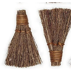 TDST Bundle of 2 Pumpkin Spice Scented Hand Broom Stick Decor Items, 6 in. Bulk Broomsticks Holiday Fall Autumn Halloween Christmas with Bonus TDST Scented Aziza, Brown (dtfg22)