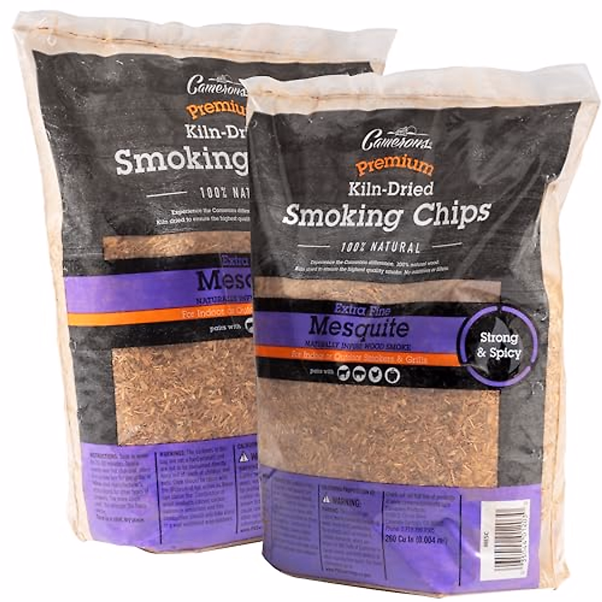 Camerons Products Smoking Chips - (Mesquite) - Kiln Dried, 4 Pound Bag, 260 cu. in. - Barbecue Chips, Natural Extra Fine Wood Smoker Sawdust Shavings