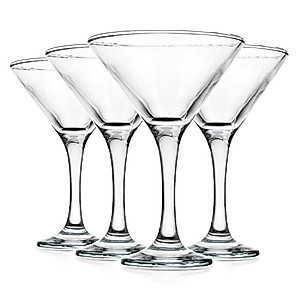 Glaver's Martini Glasses Set of 4 Cocktail Glasses, 6 Ounce Strong Lead-Free Glass, Stemmed Margarita, Martini Glasses, For Bar, Martini, Gimlet, Bar, Wine And More Dishwasher Safe