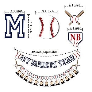 Rookie Year 1st Birthday Decorations,Baseball 12 Months Photo Banner,First Birthday,Baseball Milestone Banner