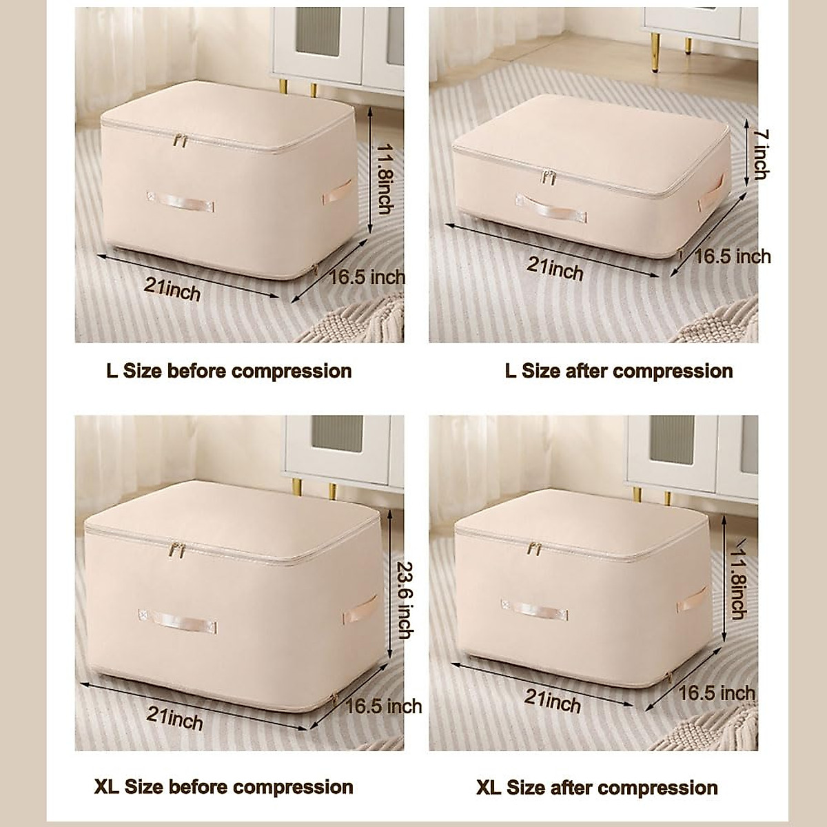 2024 New Ultra Space Saving Self Compression Organizer, Heavy Duty Moving Bags,Storage Tote for Space Saving, for Comforters,Blankets,Bedding. (Gray, X-Large)