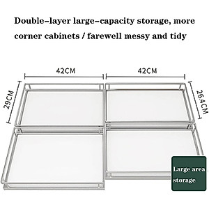 YEKIM Corner Pull Basket Kitchen Cabinet, Soft Close Blind Corner 4 Shelves, 2 Tier Sliding Cabinet Organizer, Kitchen Cabinet Corner Shelving Corner Swivel Organizer